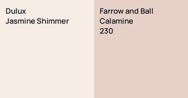 Dulux Jasmine Shimmer vs. Farrow and Ball Calamine comparison