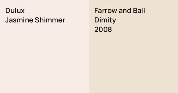 Dulux Jasmine Shimmer vs. Farrow and Ball Dimity comparison