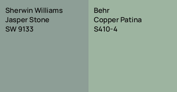 Sherwin Williams Jasper Stone vs. Behr Copper Patina comparison