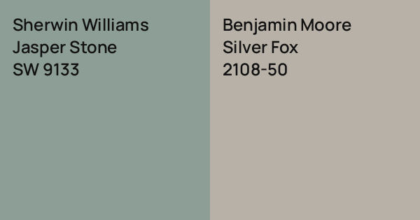 Sherwin Williams Jasper Stone vs. Benjamin Moore Silver Fox comparison