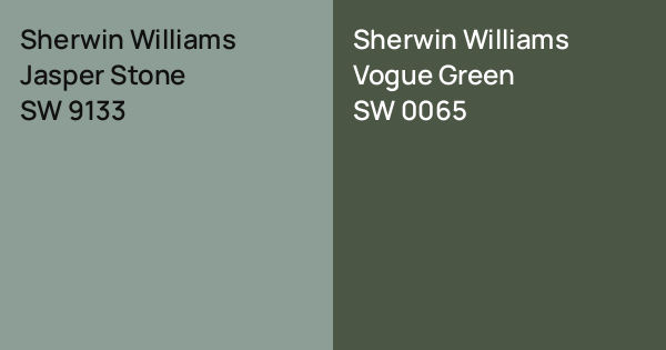 Sherwin Williams Jasper Stone vs. Sherwin Williams Vogue Green comparison