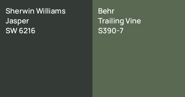 Sherwin Williams Jasper vs. Behr Trailing Vine comparison