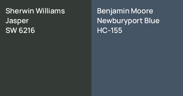 Sherwin Williams Jasper vs. Benjamin Moore Newburyport Blue comparison