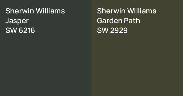 Sherwin Williams Jasper vs. Sherwin Williams Garden Path comparison