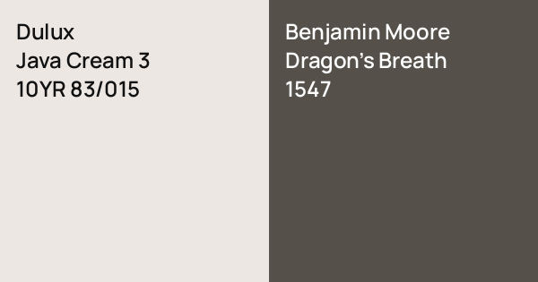 Dulux Java Cream 3 vs. Benjamin Moore Dragon's Breath comparison