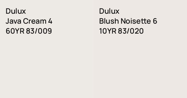 Dulux Java Cream 4 vs. Dulux Blush Noisette 6 comparison