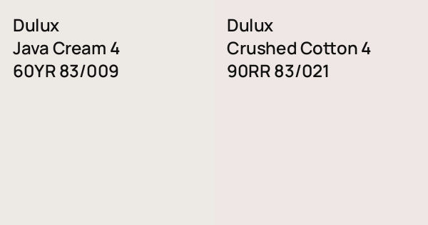 Dulux Java Cream 4 vs. Dulux Crushed Cotton 4 comparison