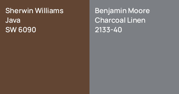 Sherwin Williams Java vs. Benjamin Moore Charcoal Linen comparison