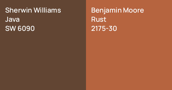 Sherwin Williams Java vs. Benjamin Moore Rust comparison