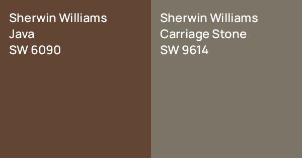 Sherwin Williams Java vs. Sherwin Williams Carriage Stone comparison