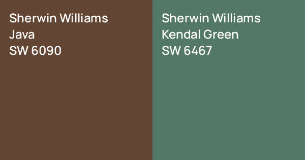 Sherwin Williams Java vs. Sherwin Williams Kendal Green comparison