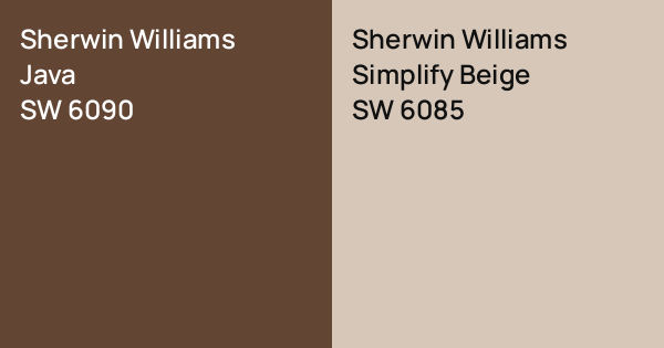 Sherwin Williams Java vs. Sherwin Williams Simplify Beige comparison