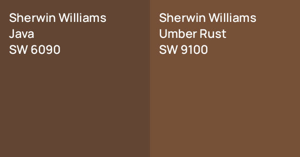 Sherwin Williams Java vs. Sherwin Williams Umber Rust comparison