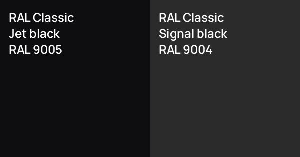 RAL Classic Jet black vs. RAL Classic Signal black comparison