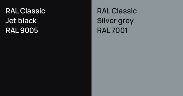RAL Classic Jet black vs. RAL Classic Silver grey comparison