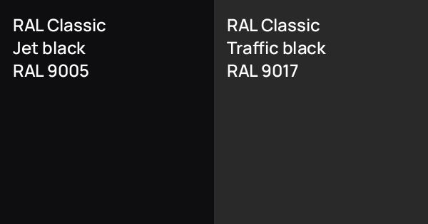 RAL Classic Jet black vs. RAL Classic Traffic black comparison