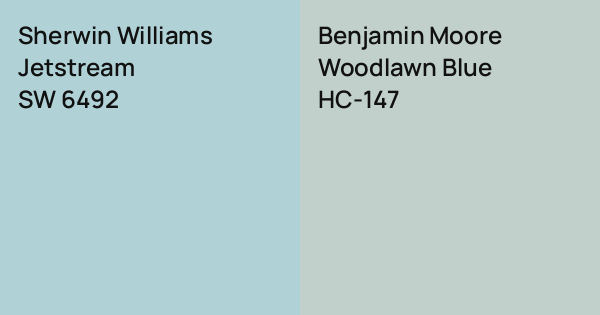 Sherwin Williams Jetstream vs. Benjamin Moore Woodlawn Blue comparison