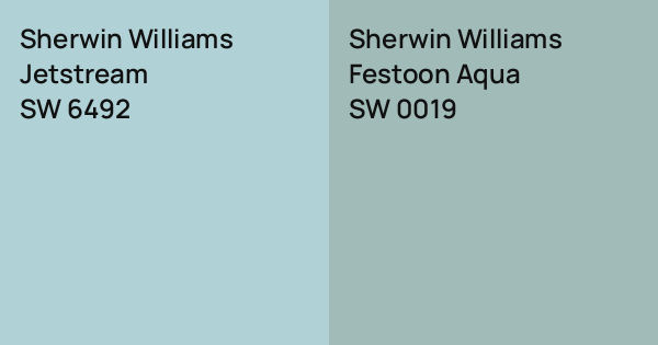 Sherwin Williams Jetstream vs. Sherwin Williams Festoon Aqua comparison