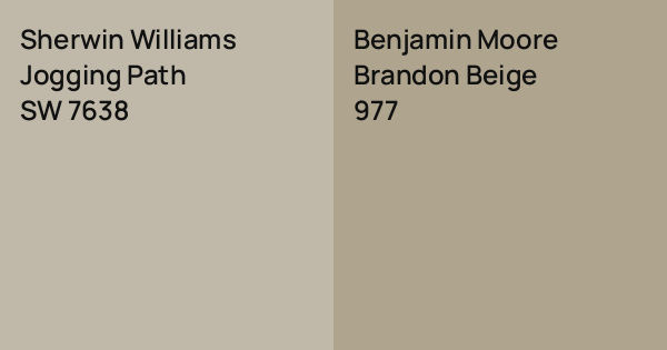 Sherwin Williams Jogging Path vs. Benjamin Moore Brandon Beige comparison