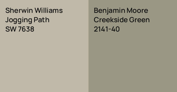 Sherwin Williams Jogging Path vs. Benjamin Moore Creekside Green comparison
