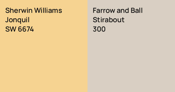 Sherwin Williams Jonquil vs. Farrow and Ball Stirabout comparison