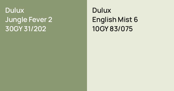 Dulux Jungle Fever 2 vs. Dulux English Mist 6 comparison