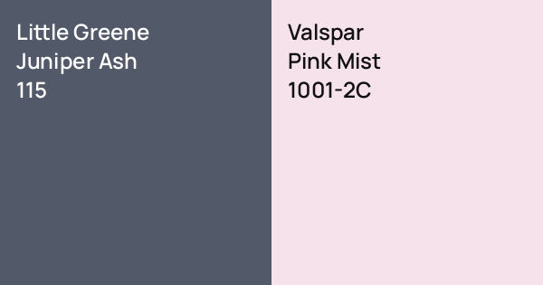 Little Greene Juniper Ash vs. Valspar Pink Mist comparison