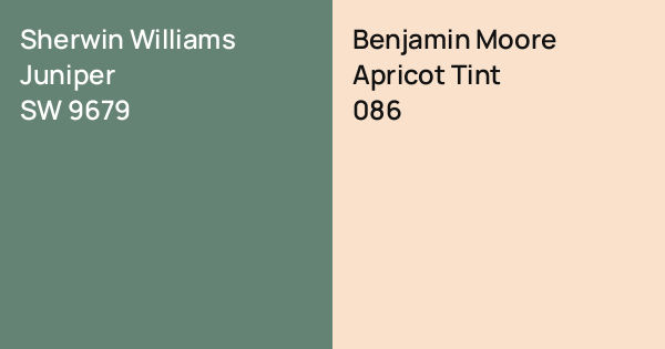 Sherwin Williams Juniper vs. Benjamin Moore Apricot Tint comparison