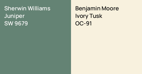 Sherwin Williams Juniper vs. Benjamin Moore Ivory Tusk comparison
