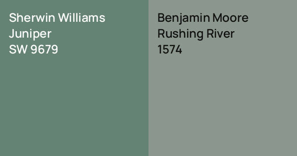 Sherwin Williams Juniper vs. Benjamin Moore Rushing River comparison