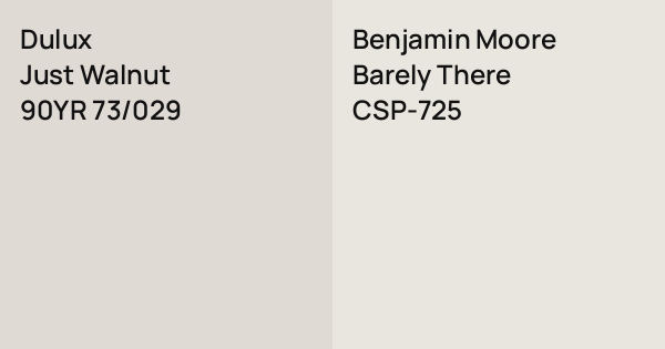 Dulux Just Walnut vs. Benjamin Moore Barely There comparison