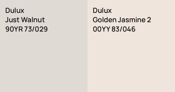 Dulux Just Walnut vs. Dulux Golden Jasmine 2 comparison