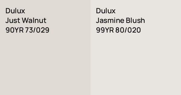 Dulux Just Walnut vs. Dulux Jasmine Blush comparison