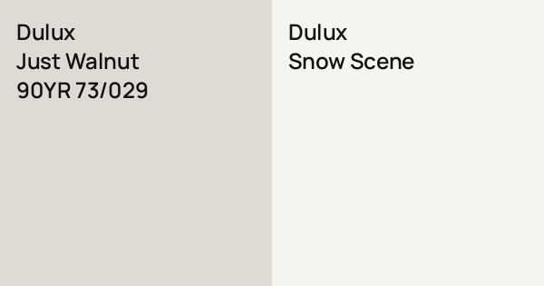 Dulux Just Walnut vs. Dulux Snow Scene comparison