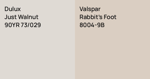Dulux Just Walnut vs. Valspar Rabbit's Foot comparison