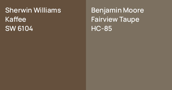 Sherwin Williams Kaffee vs. Benjamin Moore Fairview Taupe comparison