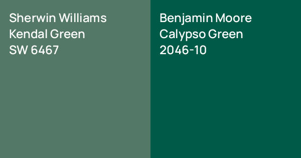Sherwin Williams Kendal Green vs. Benjamin Moore Calypso Green comparison