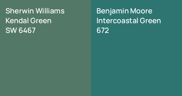 Sherwin Williams Kendal Green vs. Benjamin Moore Intercoastal Green ...