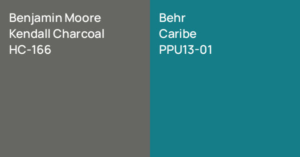 Benjamin Moore Kendall Charcoal vs. Behr Caribe comparison