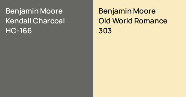 Benjamin Moore Kendall Charcoal vs. Benjamin Moore Old World Romance ...