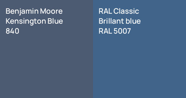 Benjamin Moore Kensington Blue vs. RAL Classic Brillant blue comparison