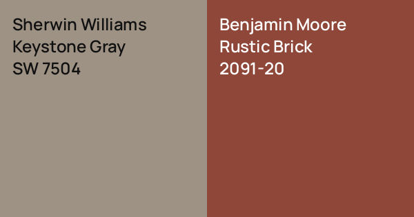 Sherwin Williams Keystone Gray vs. Benjamin Moore Rustic Brick comparison
