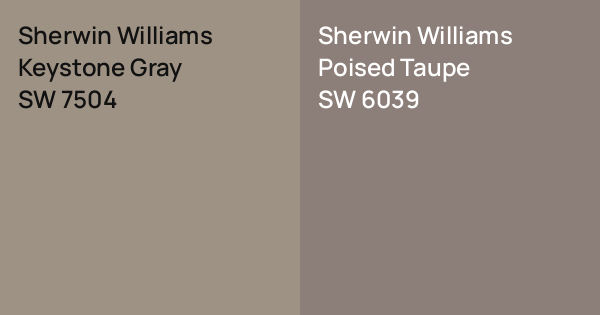 Sherwin Williams Keystone Gray vs. Sherwin Williams Poised Taupe comparison