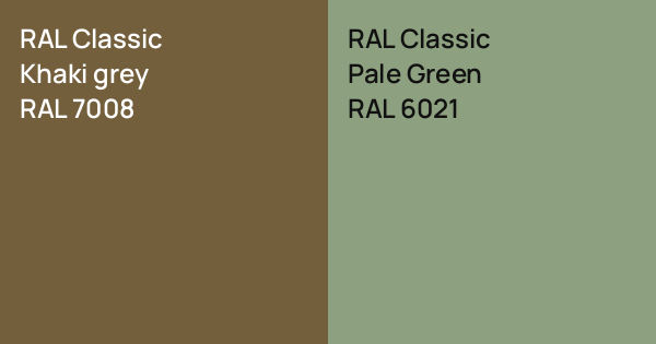 RAL Classic Khaki grey vs. RAL Classic Pale Green comparison