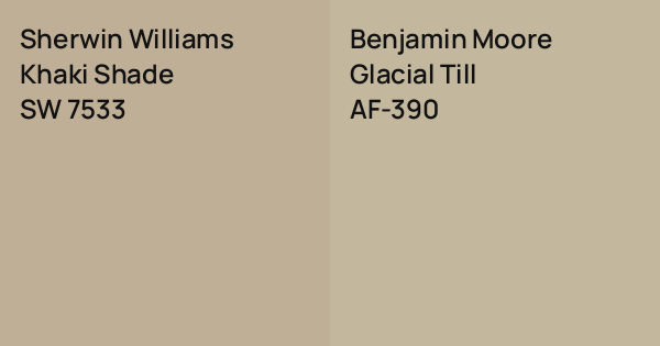 Sherwin Williams Khaki Shade vs. Benjamin Moore Glacial Till comparison
