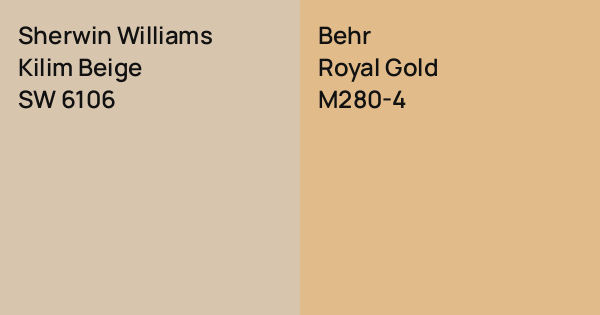 Sherwin Williams Kilim Beige vs. Behr Royal Gold comparison