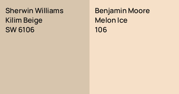 Sherwin Williams Kilim Beige vs. Benjamin Moore Melon Ice comparison