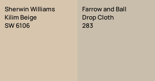 Sherwin Williams Kilim Beige vs. Farrow and Ball Drop Cloth comparison