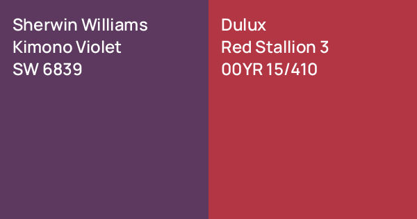 Sherwin Williams Kimono Violet vs. Dulux Red Stallion 3 comparison