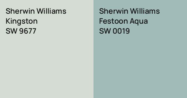 Sherwin Williams Kingston vs. Sherwin Williams Festoon Aqua comparison